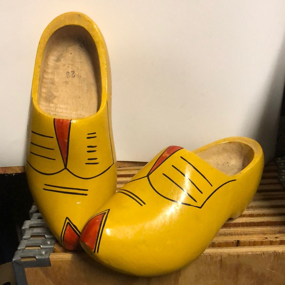Vintage Dutch Traditional Clogs Wooden Shoes Sz28 - Gem